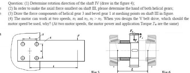 Question: (1) Determine rotation direction of the shaft IV (draw in the ...
