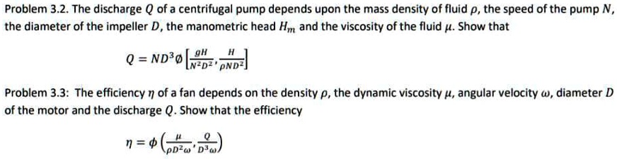 Problem 3.2. The discharge Q of a centrifugal pump depends upon the ...