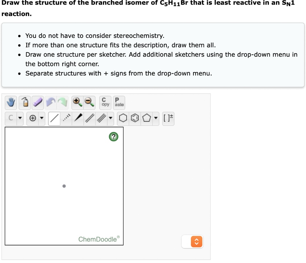 Draw the structure of the branched isomer of C5H11Br that is least ...