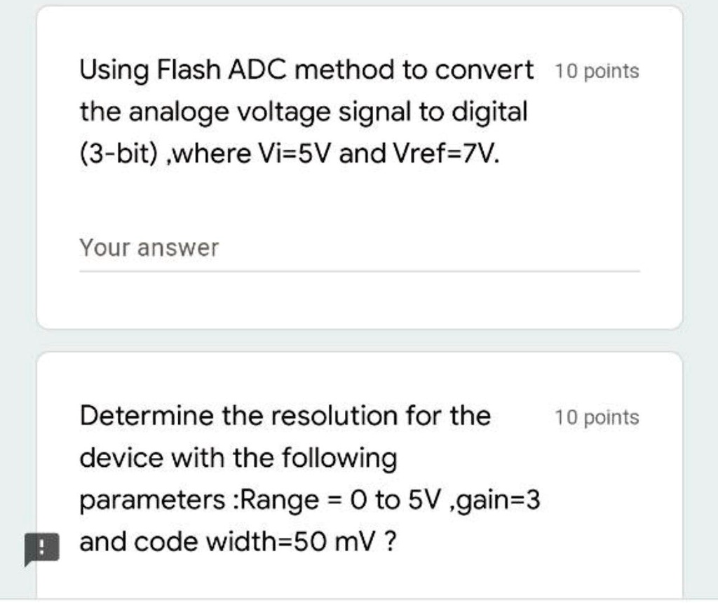 SOLVED: Using the Flash ADC method to convert 10 points of the analog voltage signal to digital ...