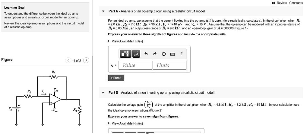 Review | Constants Learning Goal: To understand the difference between the ideal op-amp ...