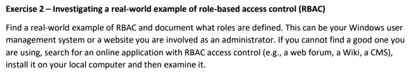 SOLVED: Exercise 2 - Investigating a Real-World Example of Role-Based ...