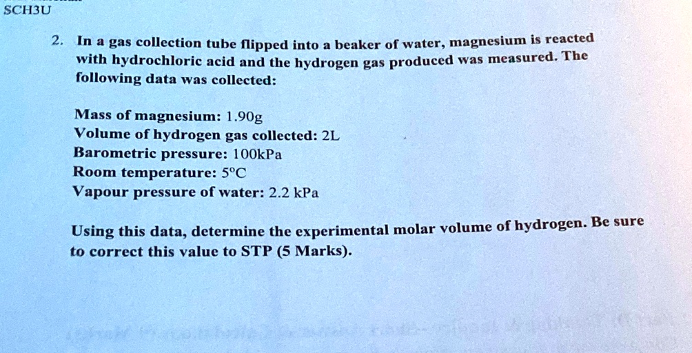 schbu 2 in a gas collection tube flipped into a beaker of water ...