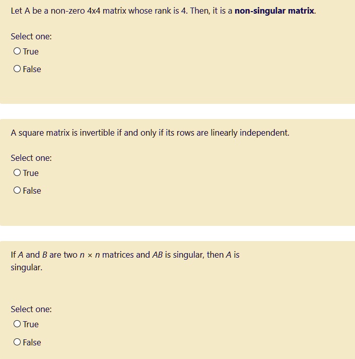 let a be non zero 4x4 matrix whose rank is 4 then it is non singular ...
