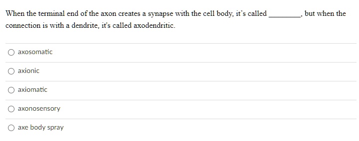 SOLVED: When the terminal end of the axon creates a synapse with the ...