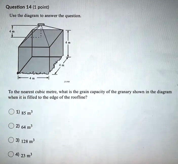 SOLVED: Question 14 (1 point) Use the diagram to answer the question ...