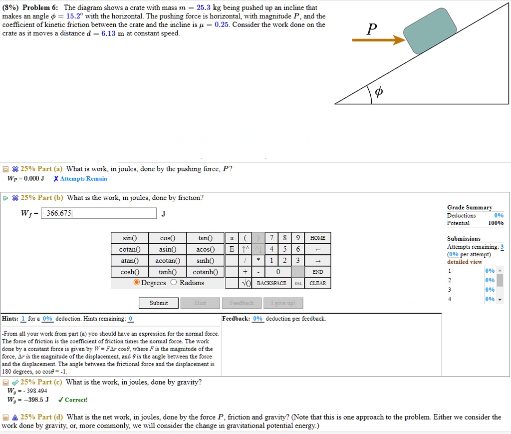 8 problem 6 the diagram shows a crate with mass m 253 kg being pushed ...