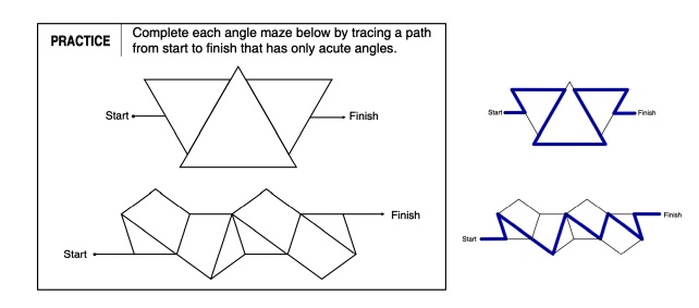 SOLVED:Complete each angle maze below by tracing PRACTICE palh trom ...