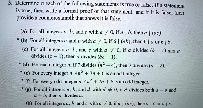 SOLVED: 3. Determine if each of the following statements is true or false. If a statement is ...