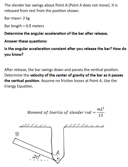the slender bar swings about point a point a does not move it is released from rest from the ...
