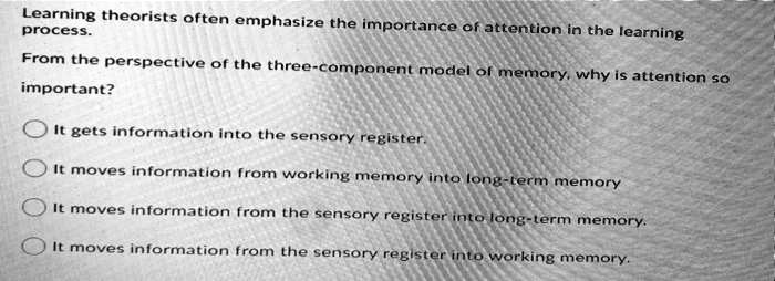 Learning theorists often emphasize the importance of attention in the ...