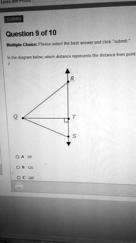 in the diagram below which distance represents the distance from point ...