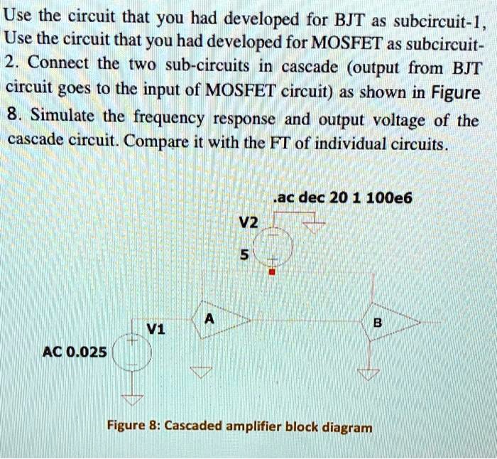 Use the circuit that you had developed for BJT as subcircuit-1, Use the ...