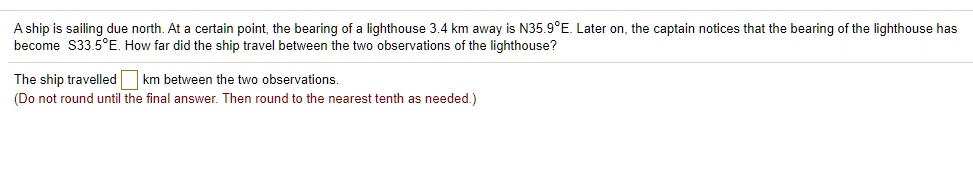 SOLVED:A ship is sailing due north At . certain point, the bearing of ...