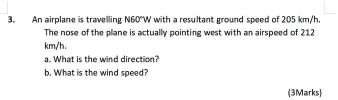SOLVED: An airplane is traveling N60W with a resultant ground speed of ...