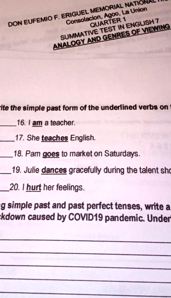 SOLVED: Anu po ang sagot niyan? Patulong naman po. NATIONAL MEMORIAL ...