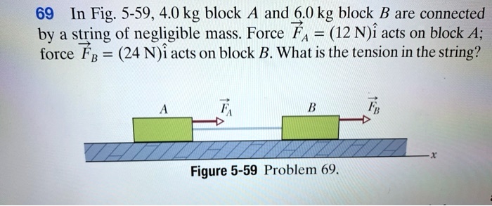 SOLVED: 69 In Fig: 5-59,4.0 kg block A and 6.0 kg block B are connected by a string of ...