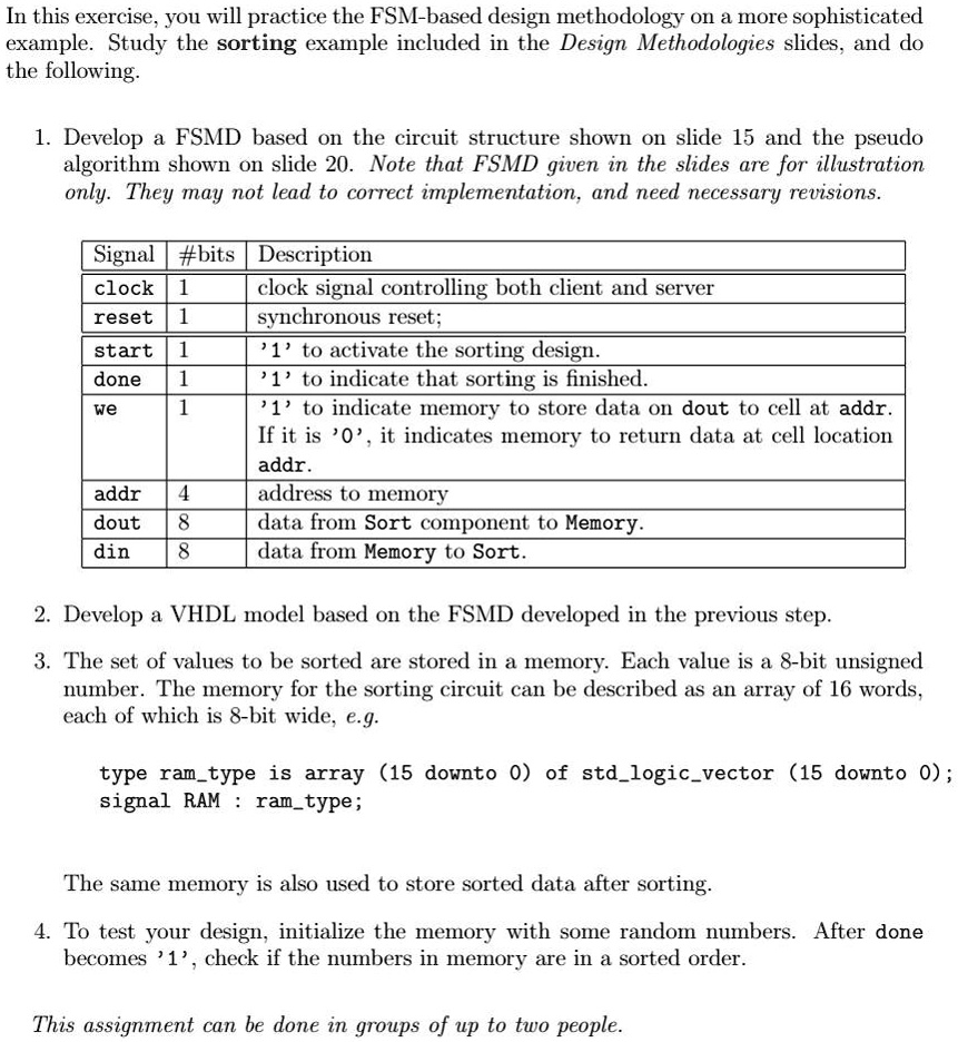 SOLVED: In this exercise, you will practice the FSM-based design methodology and a more ...