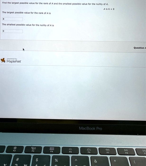 SOLVED:Find the largest posslble valuc for the rank Une Sinalicst ...