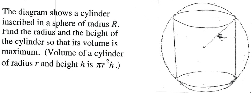 SOLVED: The diagram shows a cylinder inscribed in a sphere of radius R ...