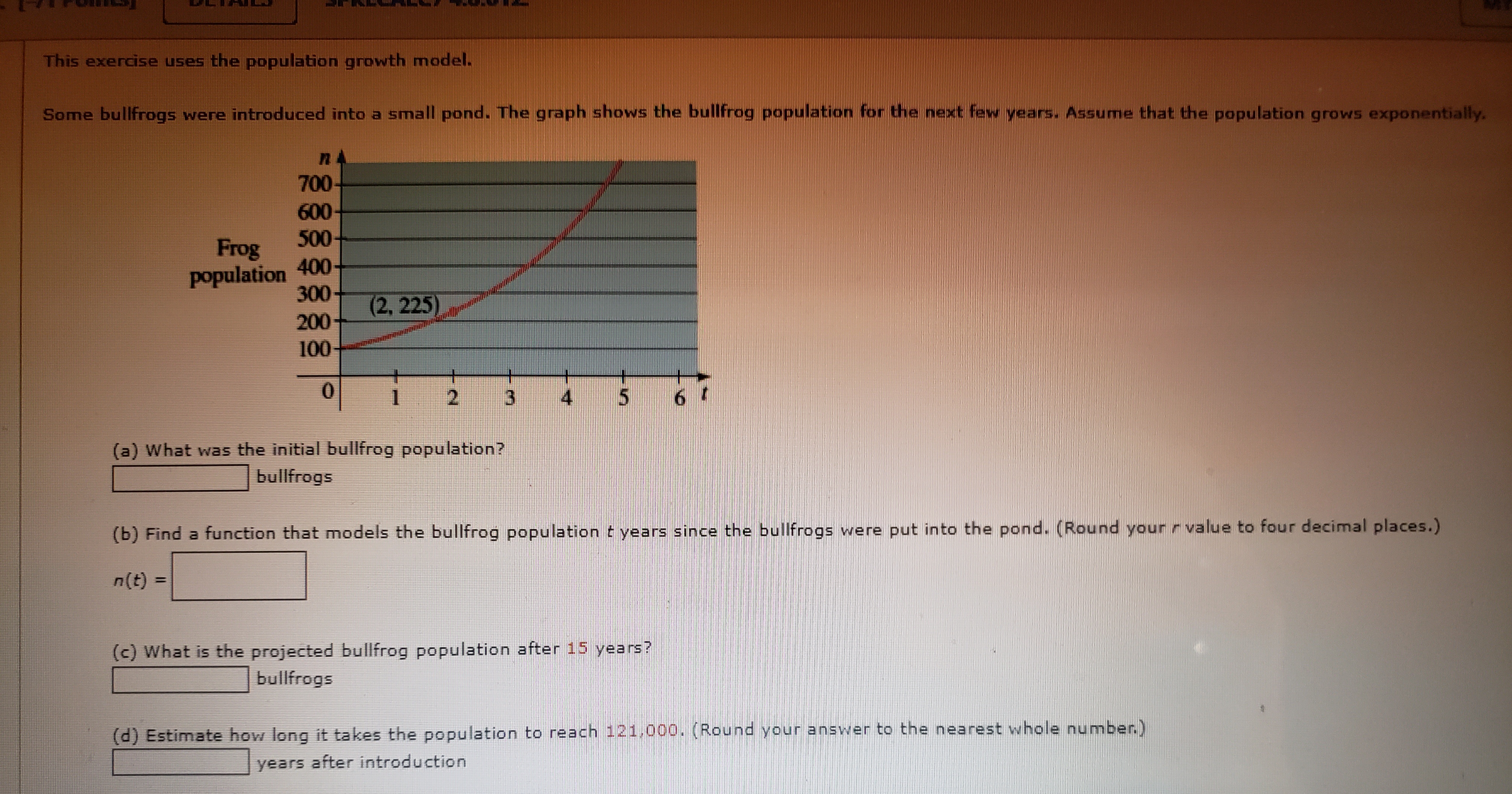 This exercise uses the population growth model. (a) What was the ...