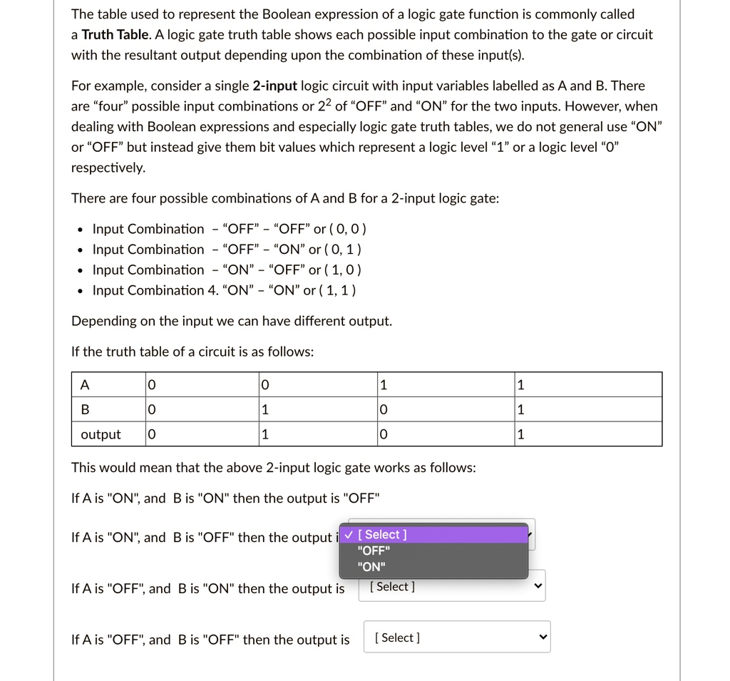 Solved Help Please The Table Used To Represent The Boolean Expression Of A Logic Gate Function