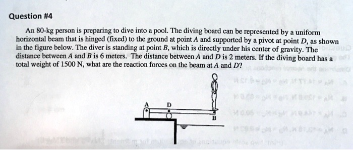 Question #4 An 80-kg person is preparing to dive into a pool. The ...