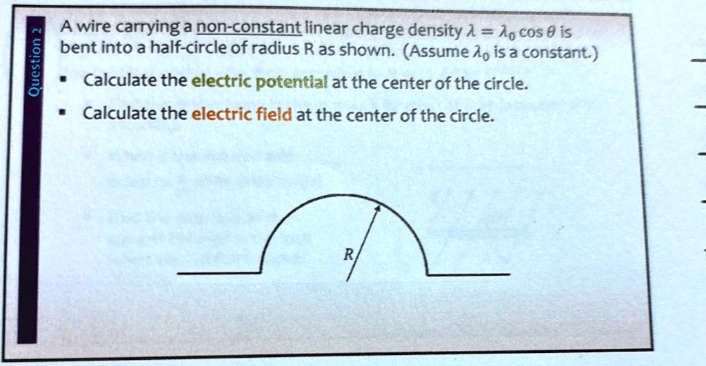 a wire carrying a non constant linear charge density lambda lambda0 cos ...