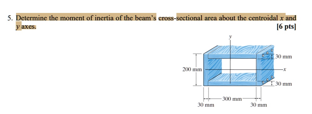 SOLVED: Determine the moment of inertia of the beam's cross-sectional area about the centroidal ...