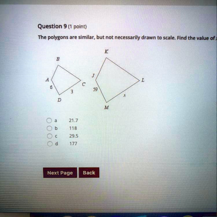 SOLVED: 'The polygons are similar, but not necessarily drawn to scale. Find the value of x. a 21 ...