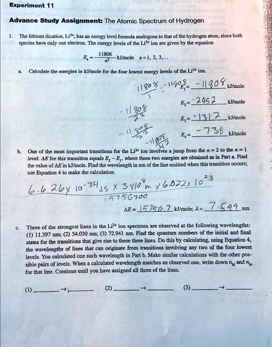 SOLVED: Advance Study Assignment: The Atomic Spectrum of Hydrogen 1 ... SOLVED: Advance Study Assignment: The Atomic Spectrum of Hydrogen 1 ...