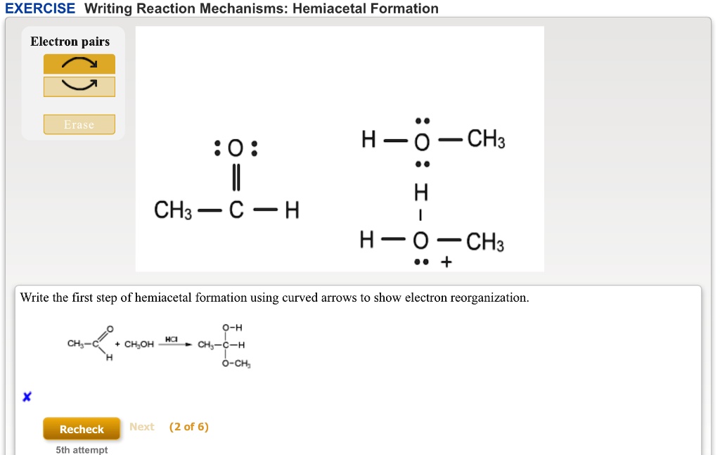 exercise writing reaction mechanisms hemiacetal formation electron ...
