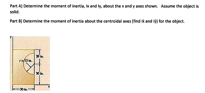 Part A) Determine the moment of inertia, Ix and Iy, about the x and y ...