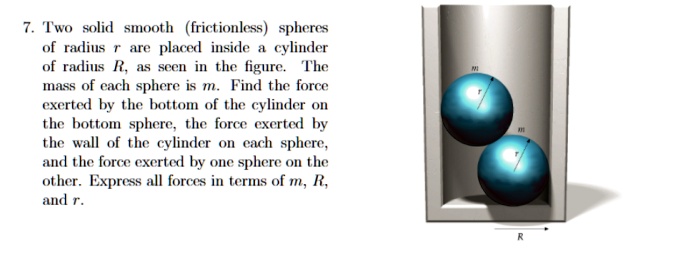 7. Two solid smooth (frictionless) spheres of radius r are placed ...