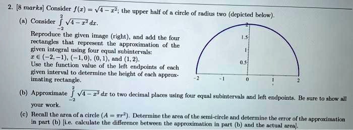 SOLVED:[8 marks] Consider f(r)=V-I the upper half of & circle of radius ...