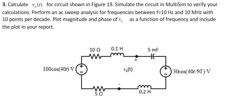 3. Calculate vx(t) for circuit shown in Figure 19. Simulate the circuit ...