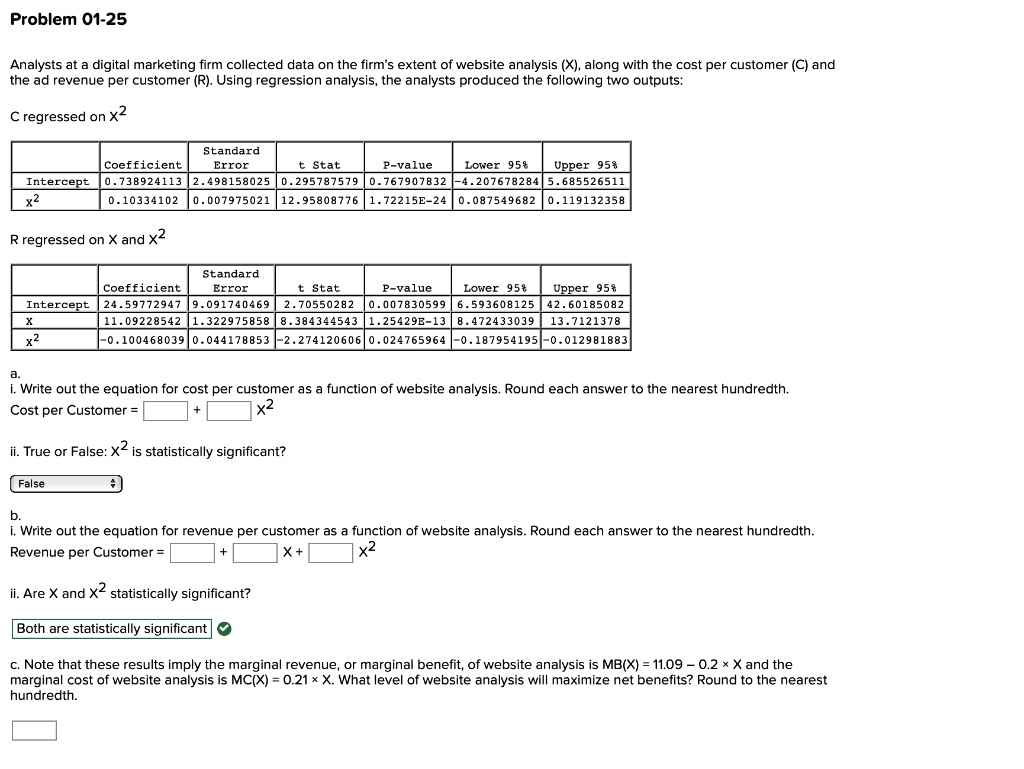 problem 01 25 analysts at a digital marketing firm collected data on the firms extent of website ...