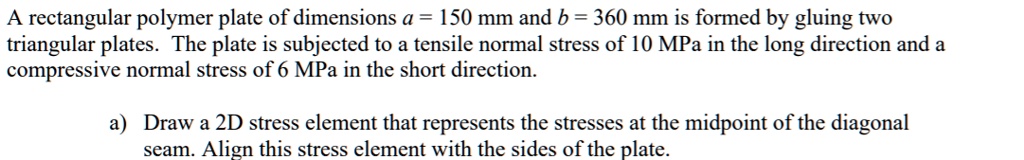SOLVED: A rectangular polymer plate of dimensions a = 150 mm and b ...