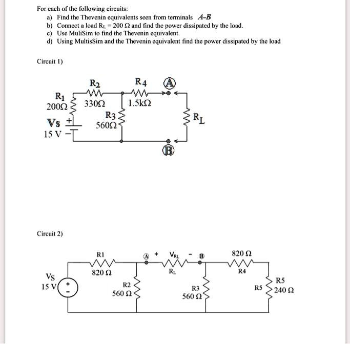 SOLVED: Texts: For each of the following circuits: a) Find the Thevenin ...