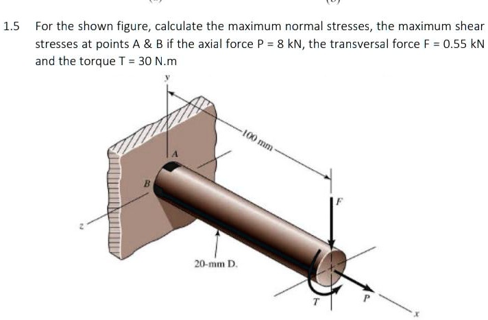 SOLVED: For the shown figure, calculate the maximum normal stresses ...