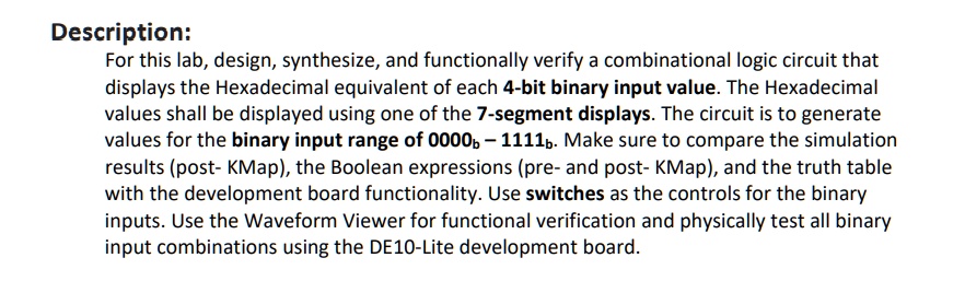 Solved Description For This Lab Design Synthesize And Functionally Verify A Combinational