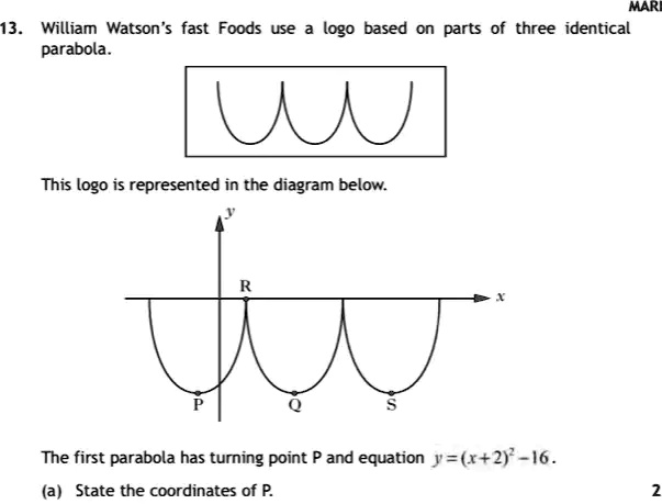 SOLVED: 13. William Watson 's fast Foods use logo based on parts of ...