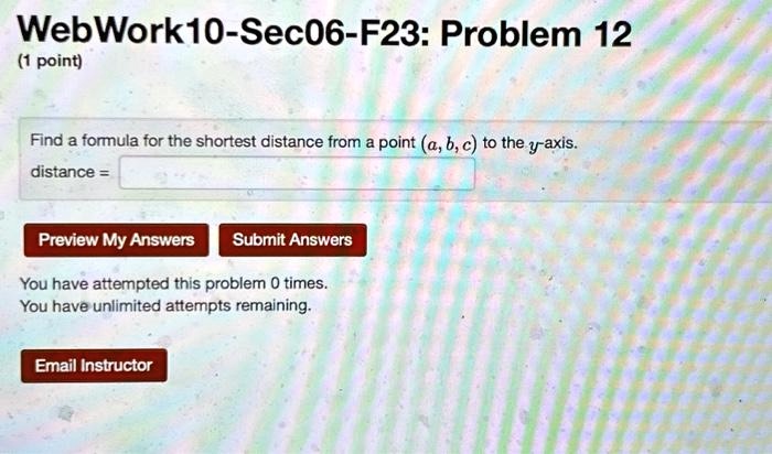 [GET ANSWER] WebWork10-Sec06-F23: Problem 12 (1 point) Find a formula ...