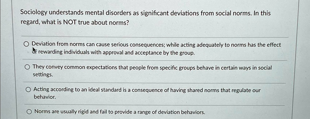 SOLVED: Sociology understands mental disorders as significant ...