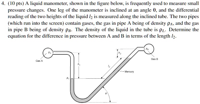 [GET ANSWER] 4 10 pts a liquid manometer shown in the figure below is ...
