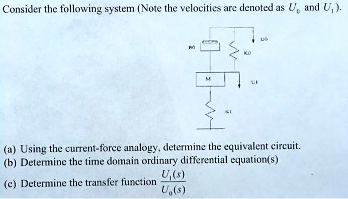 SOLVED: Consider the following system (Note the velocities are denoted ...