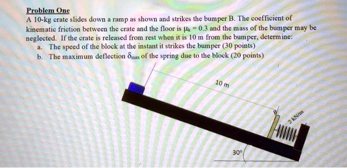Problem One A 10-kg crate slides down a ramp as shown and strikes the ...