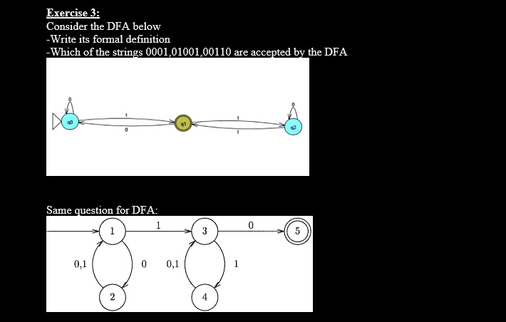 SOLVED: - Write its formal definition - Which of the strings 0001 ...
