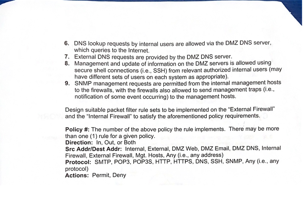 6. DNS lookup requests by internal users are allowed via the DMZ DNS ...