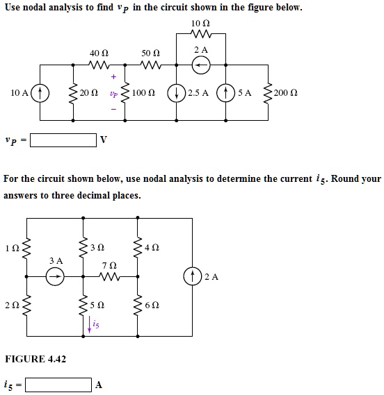 SOLVED: Use nodal analysis to find Vp in the circuit shown in the figure below. 10 Î© 40 Î© UOS ...